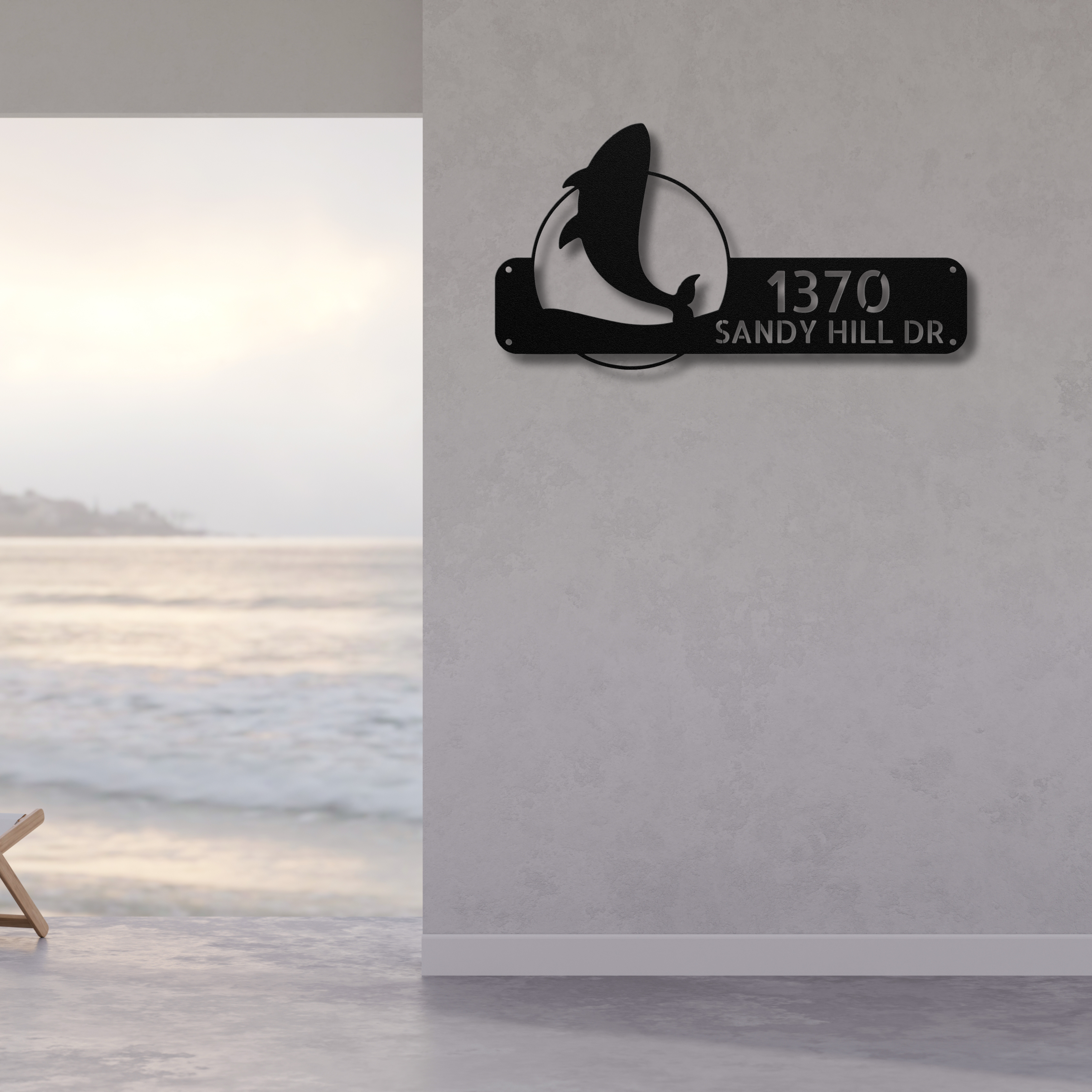 Whale Metal Address Sign – Mighty River Metal Designs